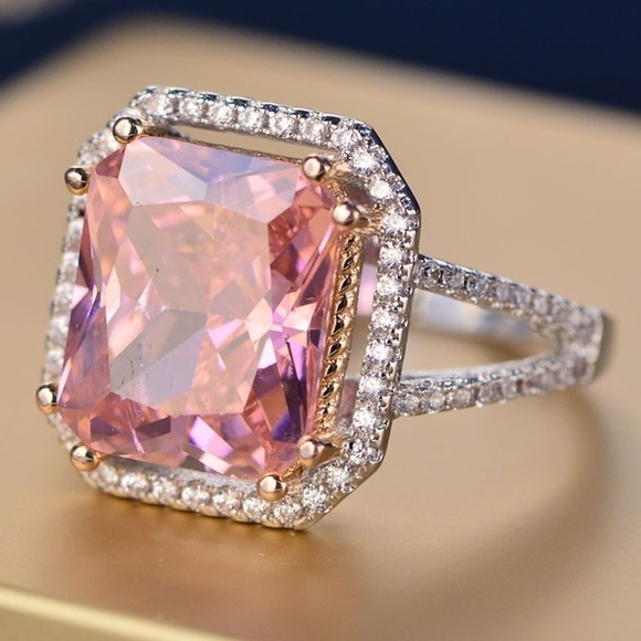 Jewelry | Pink Solitaire Diamond Cocktail Engagement Ring | Poshmark